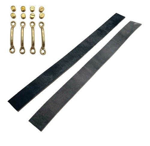 Hot Rod Door Check Strap Kit Gray Leather w/ Brass Hardware | eBay