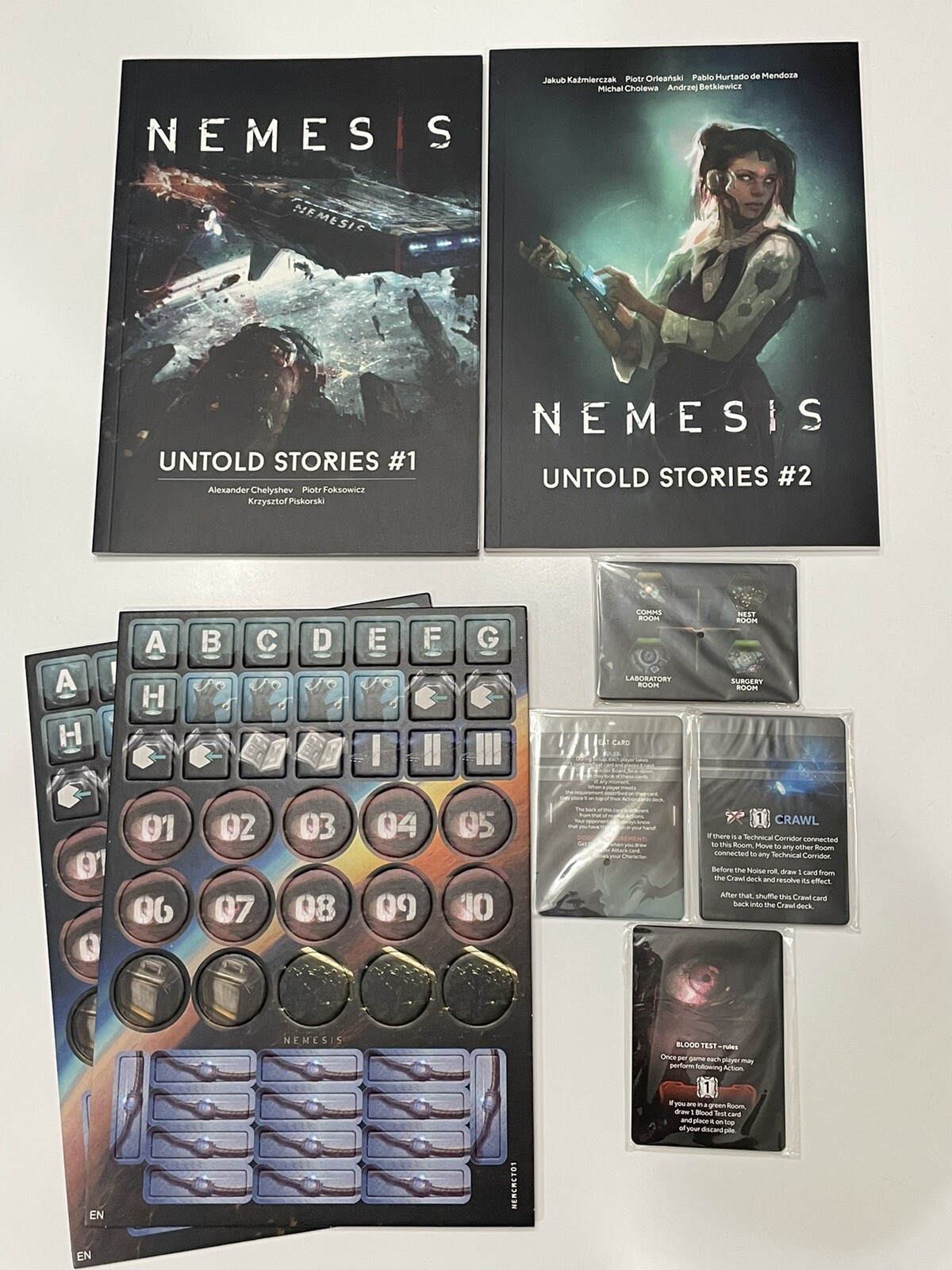 Nemesis Board Game Untold Stories #1 And #2 w/ Promo Tokens + Many ...