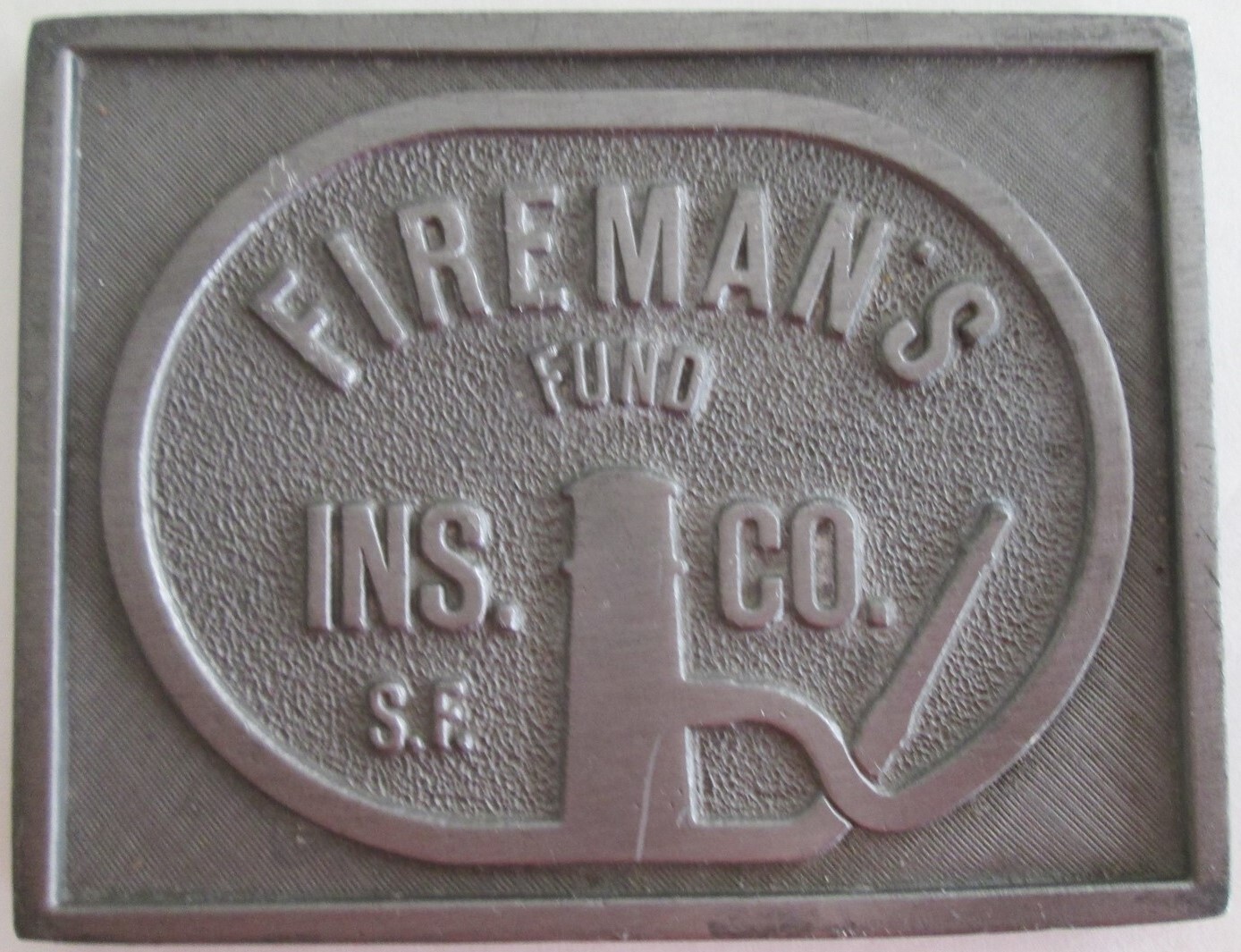 FIREMAN'S FUND: Fire Insurance Company Cast Metal Paperweight MARK ...