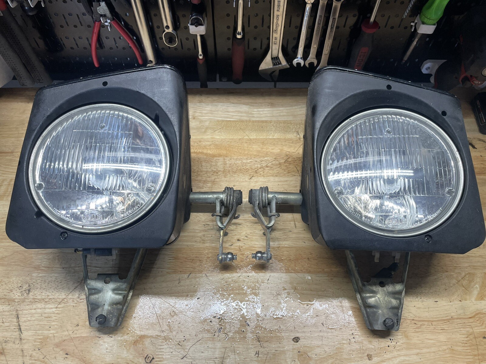 🥇83-91 PORSCHE 944 FRONT LEFT & RIGHT HEADLIGHT LAMP LINKAGE BAR MOTOR ...