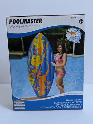 NIB PoolMaster Gecko Hawaii Surfboard Mattress Pool Float Blue Orange #83336 | eBay