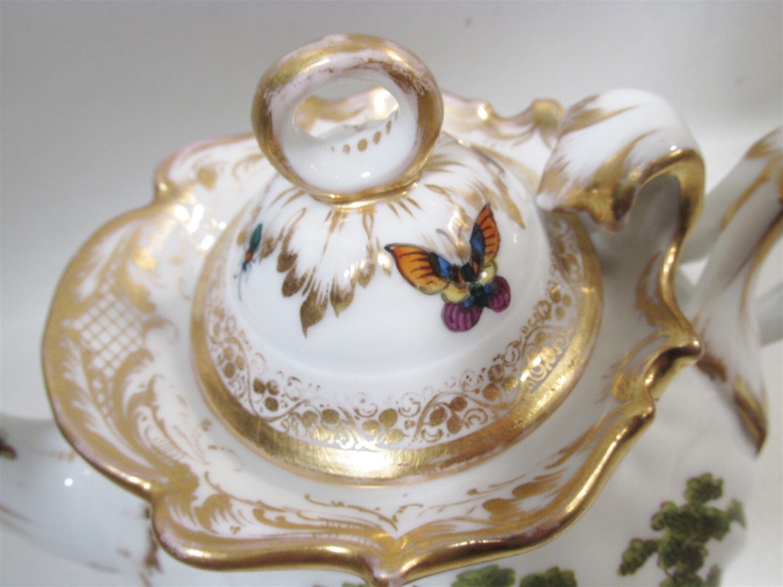 Hand Painted Richard Klemm Dresden Birds of Paradise Teapot Insects ...