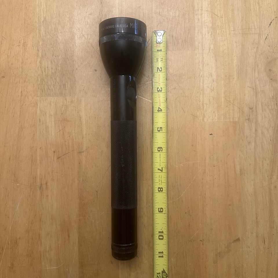 Maglite Vintage Stamped Bezel Mag-Lite 3C C Cell Black Flashlight ...