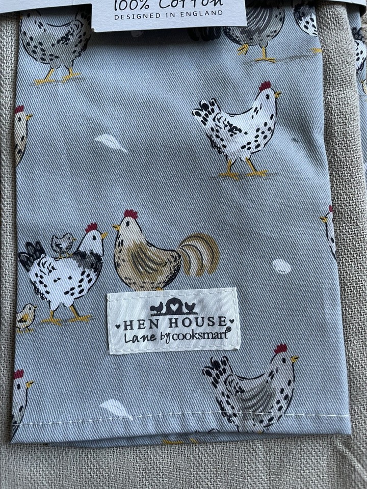Cooksmart Hen House Lane Tea Kitchen Towel x 3 Farm Country 100% Cotton ...