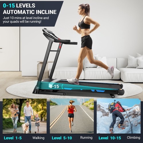 3.25HP Automatic 15% Incline&Heavy Duty Frame Treadmill Electric ...