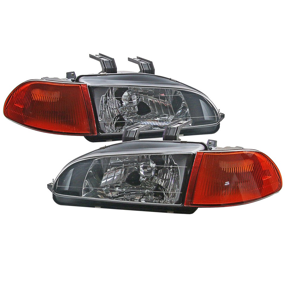 Crystal Black Headlight Amber Corner Light For Honda Civic EG EG9 EH ...