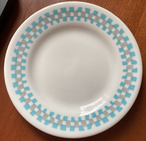 Vtg Shenango China Bread Plate Turquoise Aqua Blue Gray Checker Restaurant Ware | eBay