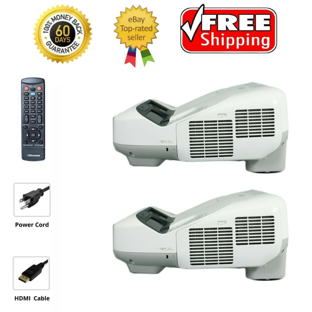 Lot of 2 - Epson BrightLink 595Wi 3LCD Projector Ultra Short Throw w ...