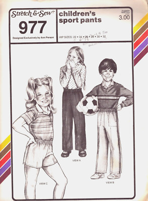 Stretch & Sew Pattern #977- Child's Sport Pants/Shorts/Pull-On -Hips 22 ...
