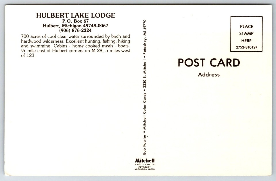 Hulbert Michigan~Lake Lodge View From The Water Color Photo~Vintage ...