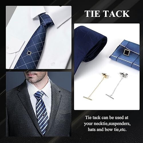 Tie Tacks for Men Tie Pins for Regular Ties Necktie 14K Gold Plated Me ...