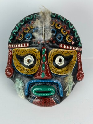 Vintage Hand Carved Painted Wood Peruvian Peru Mask 8 x 7 | eBay