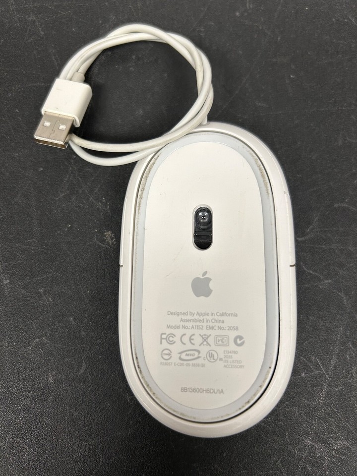 Apple A1152 USB Wired Mighty Mouse Optical Mouse White EMC 2058 for ...