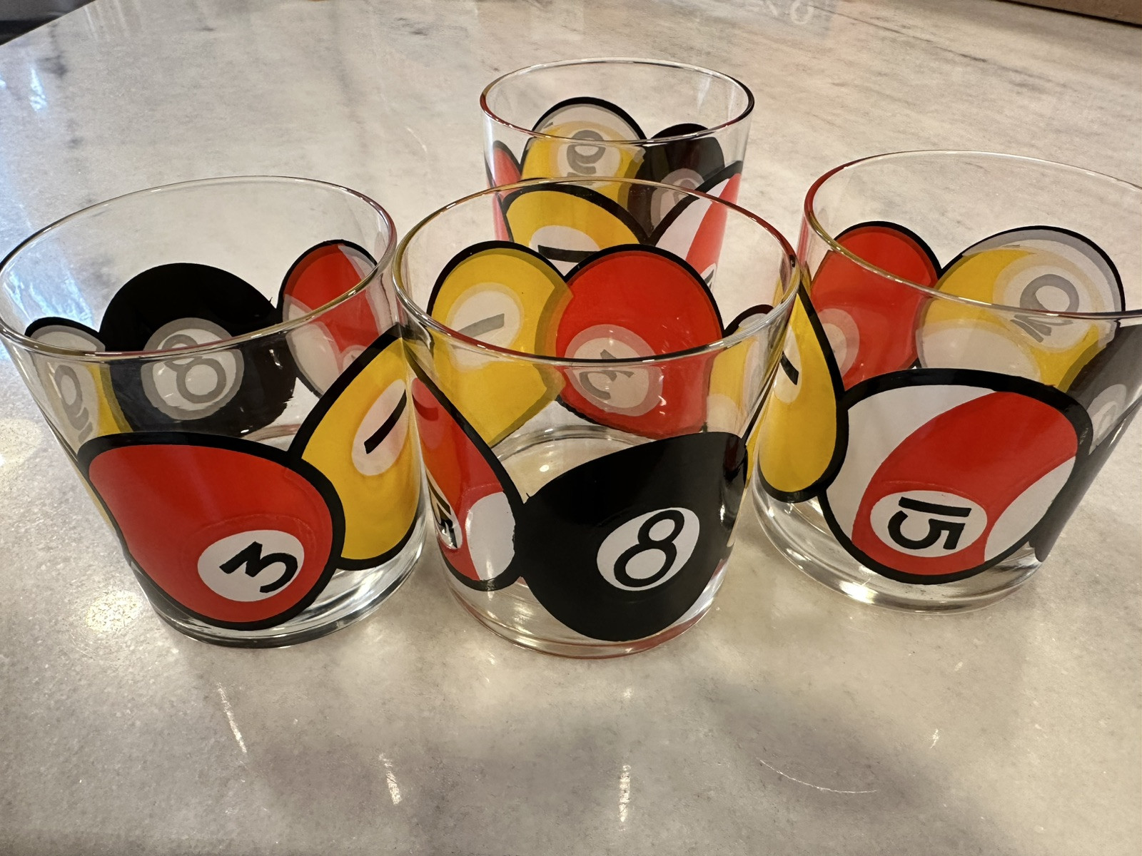 Vintage Anchor Hocking Drinking Glasses Billiard Pool Ball - Set Of 4 ...