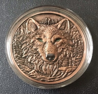 2025 5 oz AVDP .999 Fine Copper “WOLF” w/Glow in the Dark Eyes in ...