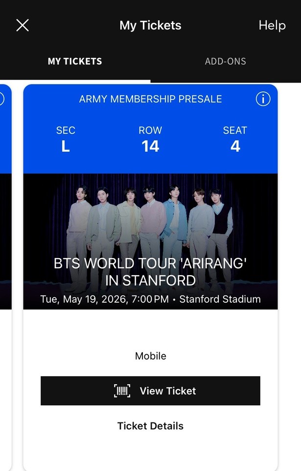 BTS Floor Ticket(s)- Stanford, DAY 3, MAY 19 - Next to Stage | eBay