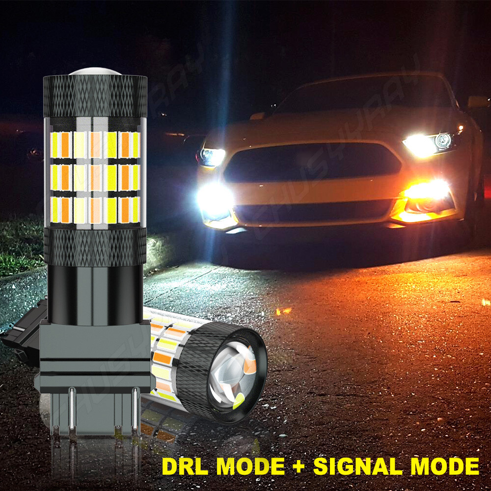 4x 3157 Switchback LED Turn Signal Light Anti Hyper Flash WHITE AMBER ...