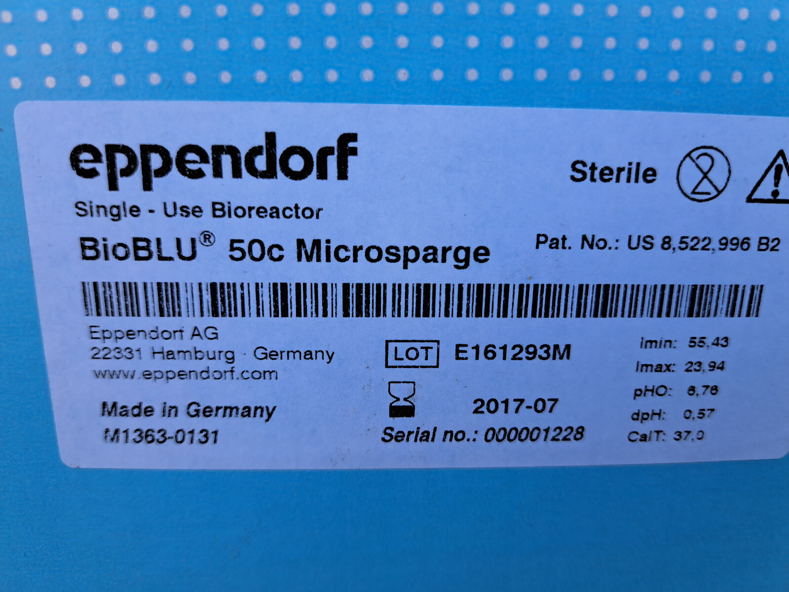 Eppendorf BioBLU Bioreactor 50c, Single Use | eBay