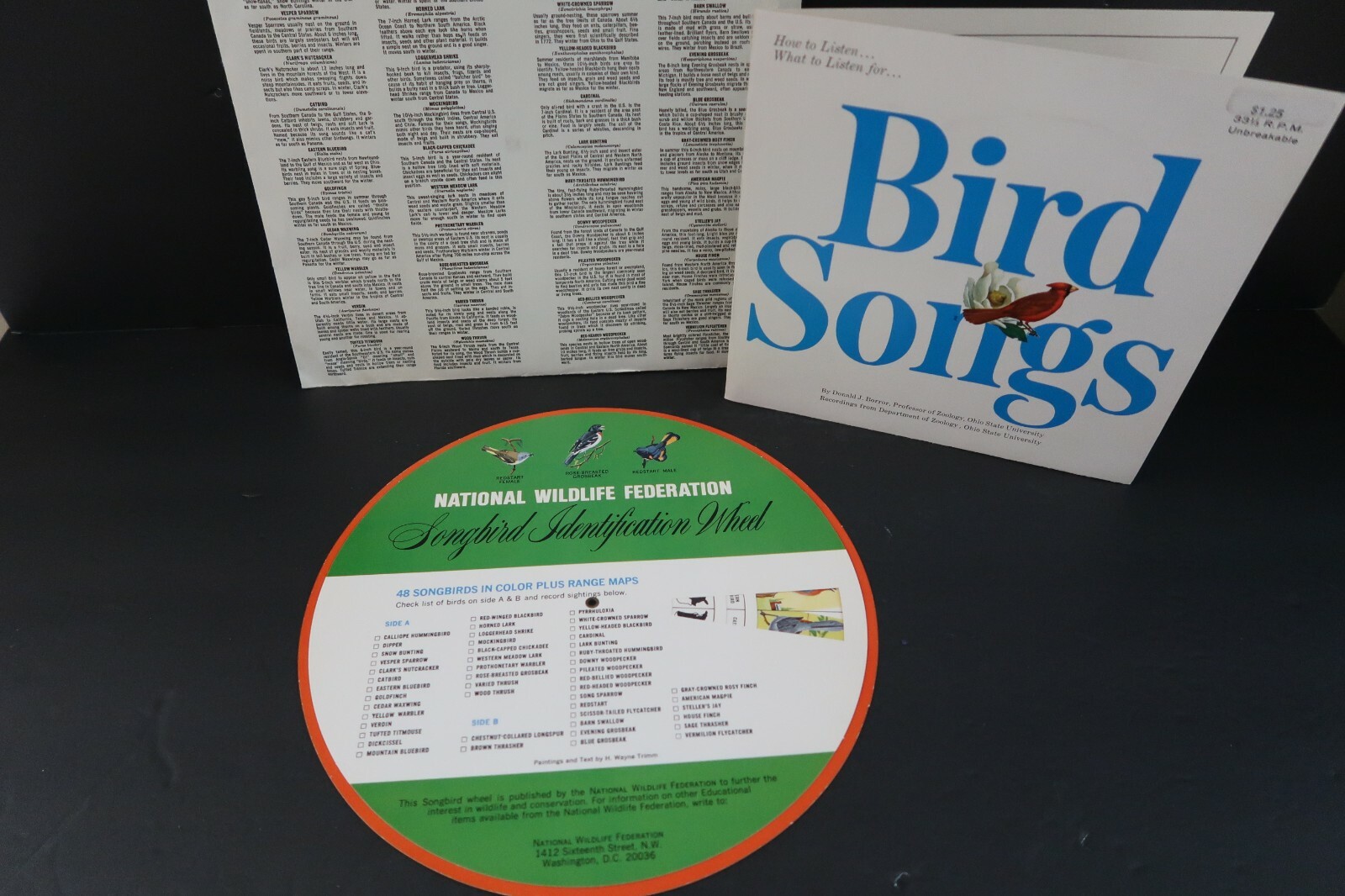 National Wildlife Federation Songbird Identification Wheel 33 1/3 Song ...