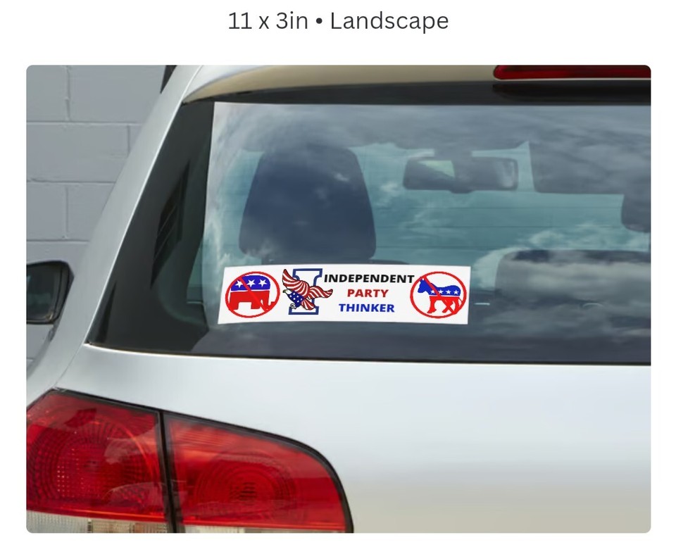 Independent Party Bumper Sticker Decal Political President Independent ...