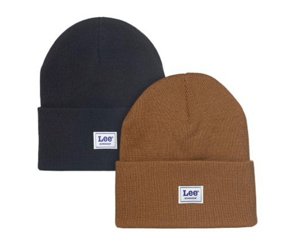 Lee Workwear Men's 2pk Beanie Hat Black and tobacco Brown Basic | eBay