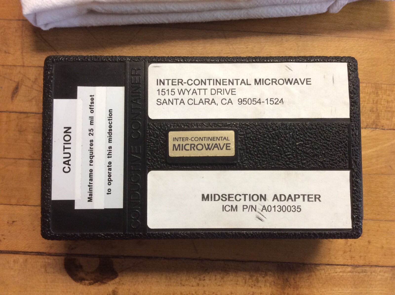 ICM A0130035 Midsection Adapter Inter-Continental Microwave Test ...