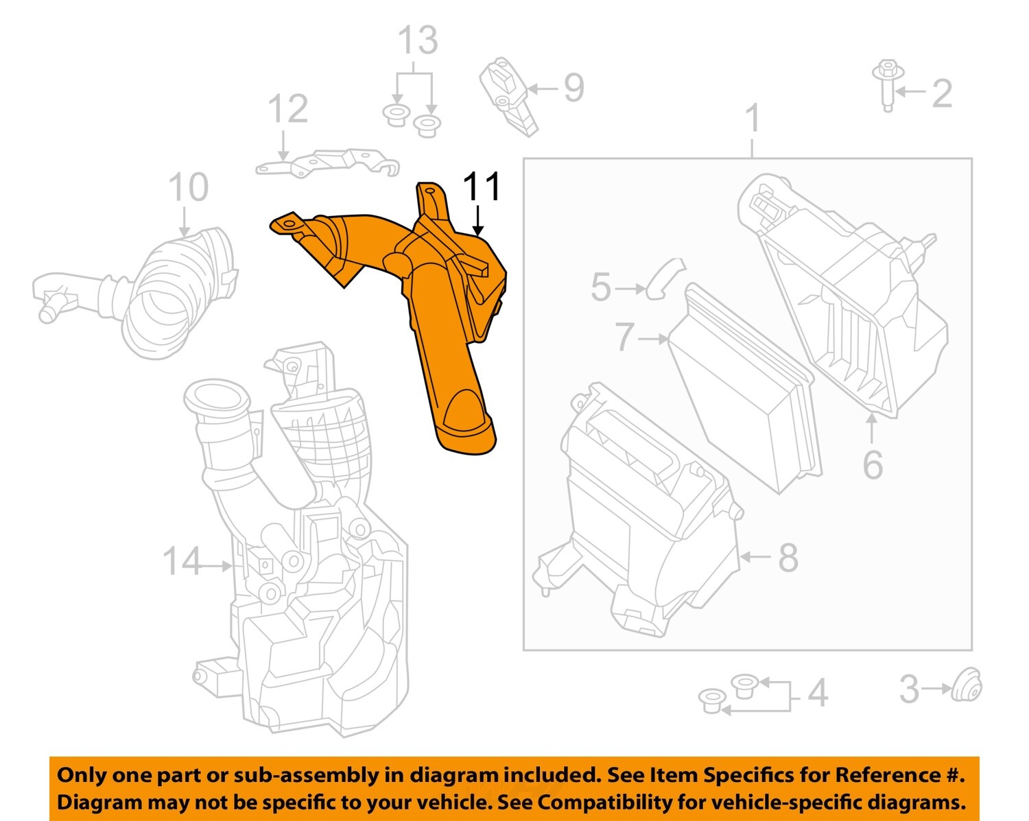 Nissan Sentra OEM Rear Engine Air Intake Duct 165543RC2B for sale ...