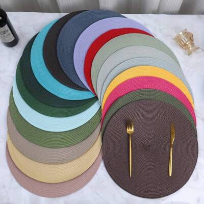 Woven Table Place Mats Large Round Place mat Dining Tableware Washable ...