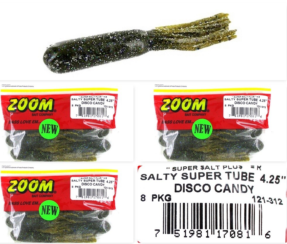 (3) Unopened Pack Bag Zoom 4 1/4" Salty Super Tube Disco Candy 121-312 ...