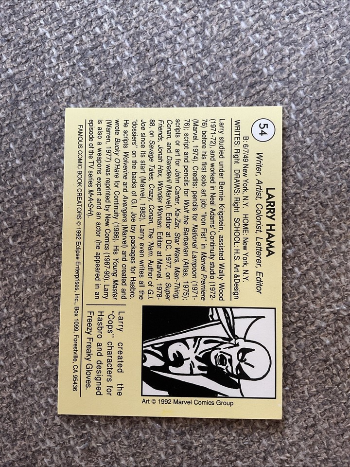 Larry Hama Famous Comic Book Creators Trading Card | eBay
