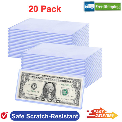 20 PCS Clear Paper Money Sleeves & Holders With Storage Case For Dollar ...