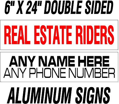 10 custom Heavy Duty REAL ESTATE realtor rider signs /thick .040" WHITE ...