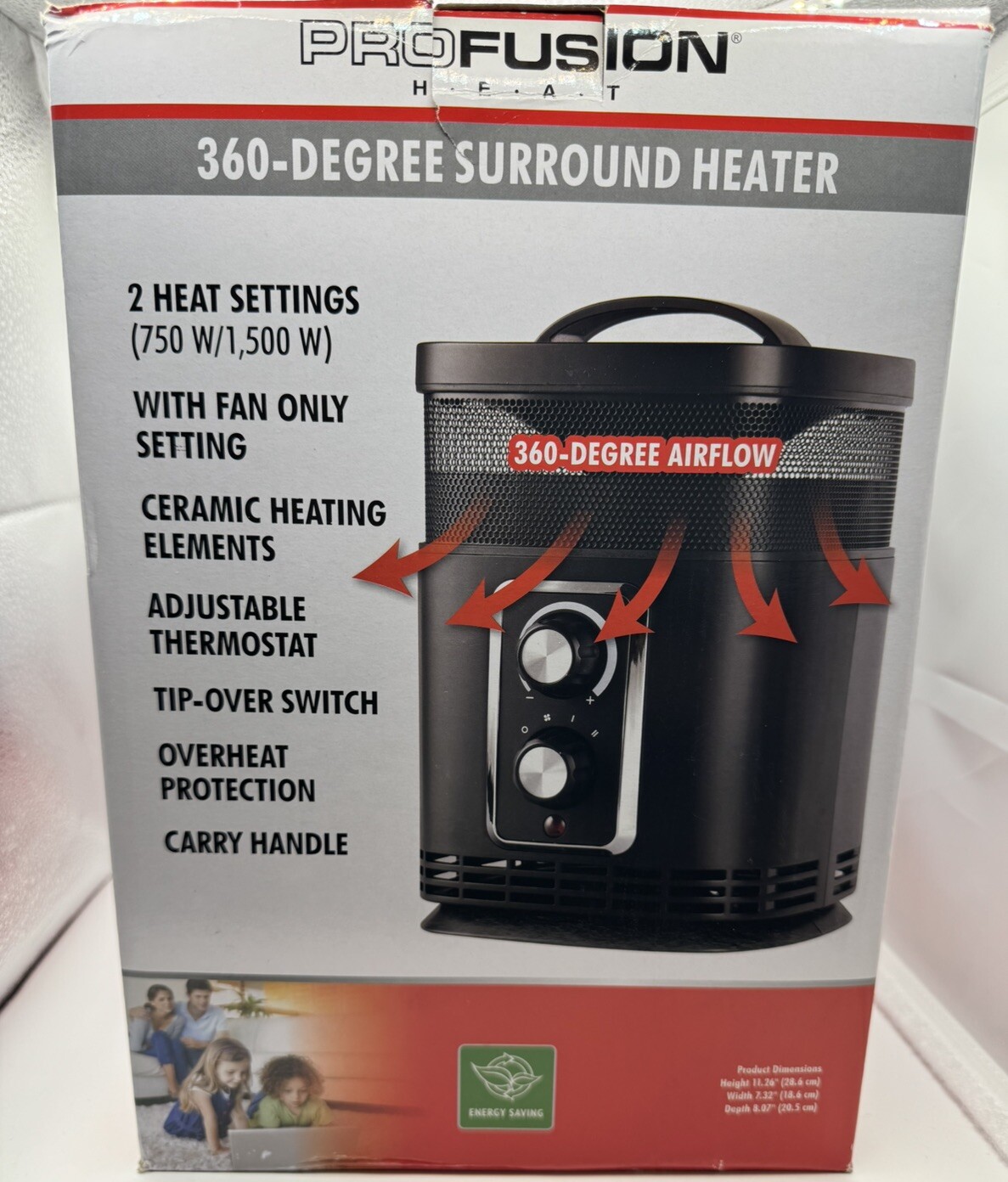 PROFUSION HEAT 360 Surround SPACE HEATER ELECTRIC 2 HEAT SETTINGS 750W ...