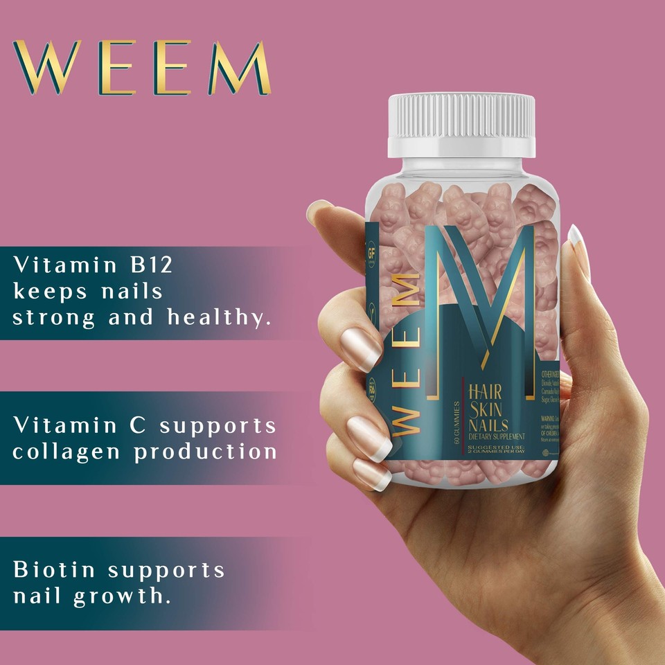 WEEM Hair Skin and Nails Gummies - Supports Healthy Hair - Vegan biotin Vitam... | eBay