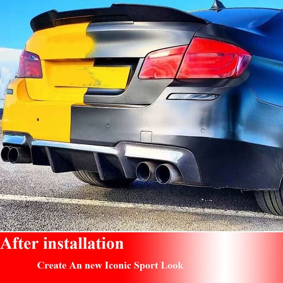 REAL CARBON Rear Bumper Lip Diffuser For BMW F10 528i 530i 550i M-Sport ...