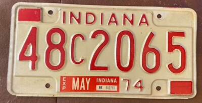 Indiana 1974 MADISON COUNTY License Plate HIGH QUALITY # 48C2065 | eBay