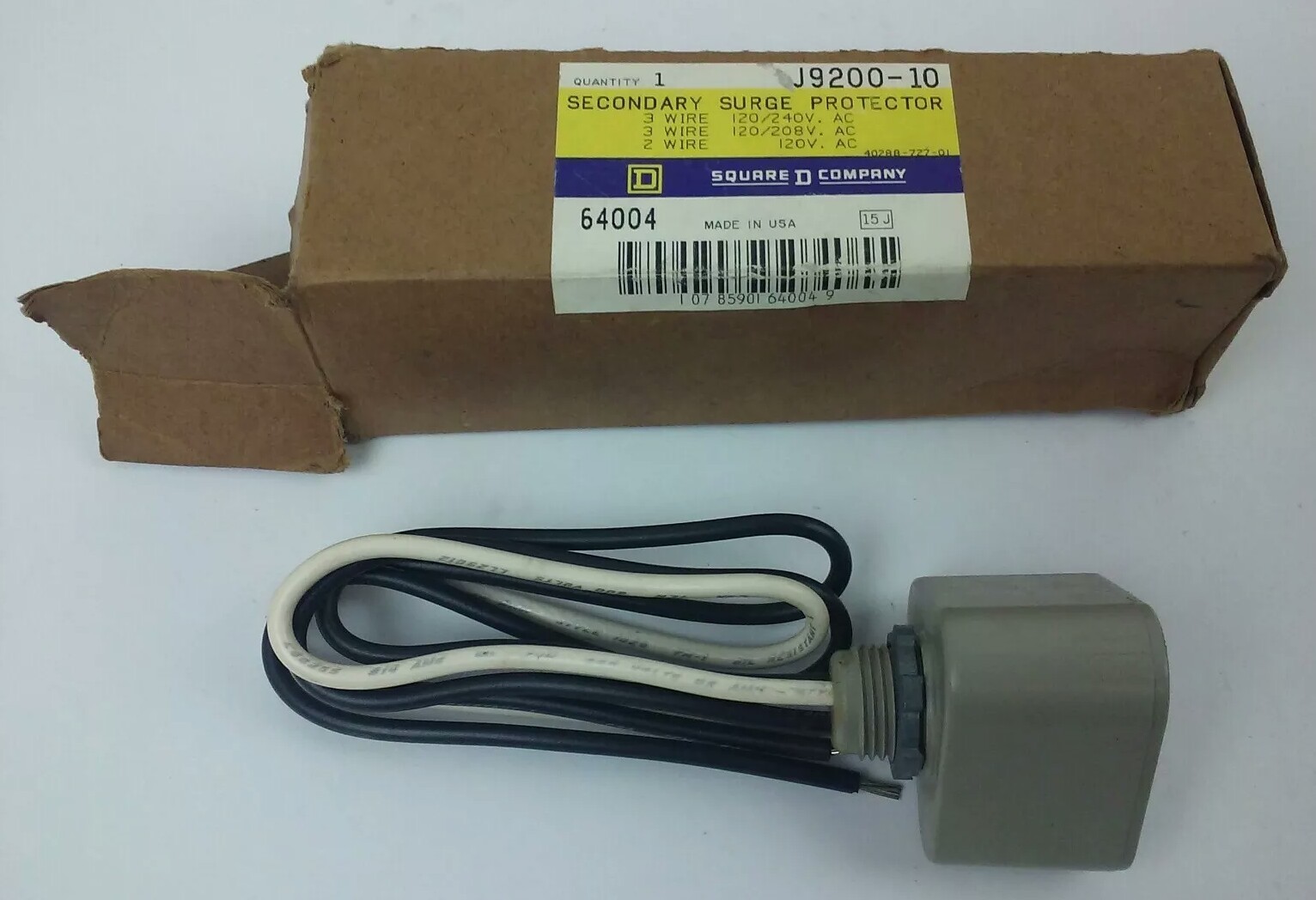 SQUARE D J9200-10 SECONDARY SURGE PROTECTOR, 2 WIRE@ 120V, 3 WIRE@ 120 ...