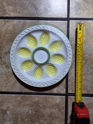 Vintage Hand Painted Ceramic Deviled Egg Plate Made in Italy | eBay