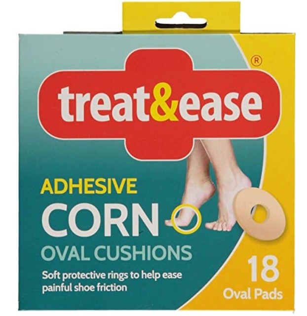 18 Adhesive Oval Corn Pads Cushioned Toe Foot Plasters Soft Pain Relief ...