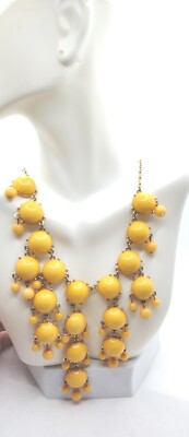 Yellow Bubble Beaded Bib Statement Necklace | eBay