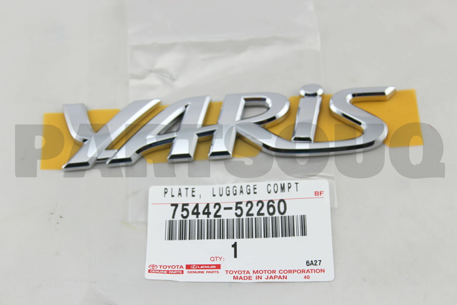 7544252260 Genuine Toyota PLATE, LUGGAGE COMPARTMENT DOOR NAME, NO.2 ...
