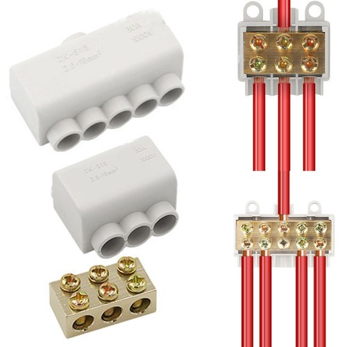 T Shaped Power Distribution Unit 80A 1000V Brass ABS Terminal Block ...