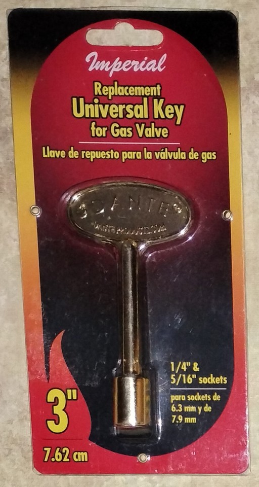 Imperial Universal Flame Fireplace Brass 3" Gas Logs Valve Key 1/4" 5/ ...
