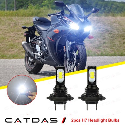 2x H7 LED Headlight Bulbs 6000K White For Yamaha YZF R3 2014 2015 2016 ...