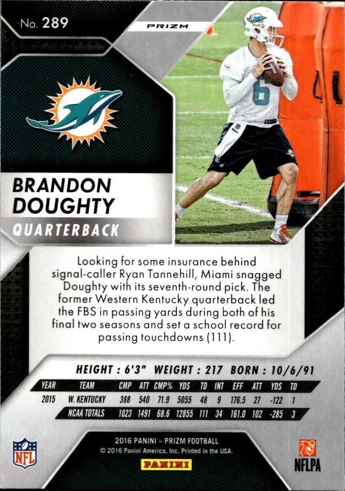 2016 Panini Prizm #289 Brandon Doughty RC Silver Prizm | eBay