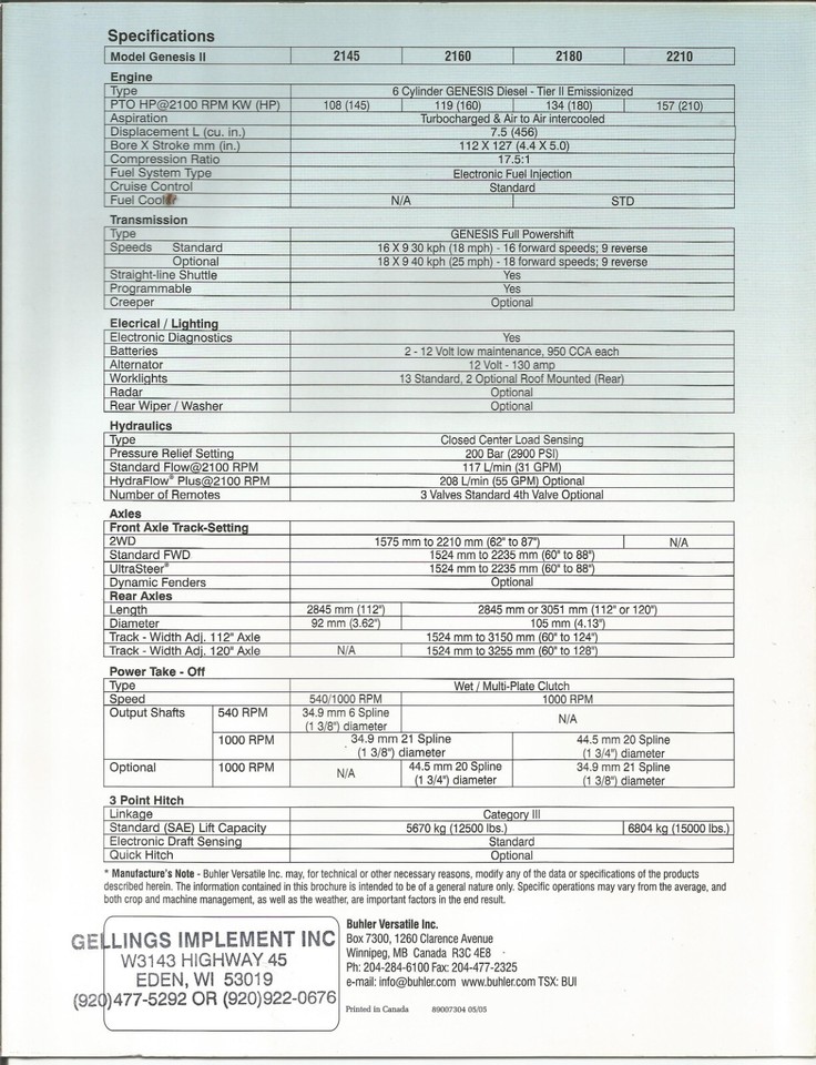 Original Versatile Models 2145 2160 2180 2210 Tractors Sales Brochure ...