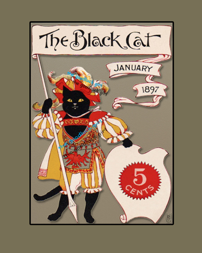 1897 MEDIEVAL ROYAL KNIGHT 8x10 Vintage Black Cat Magazine cover Art ...