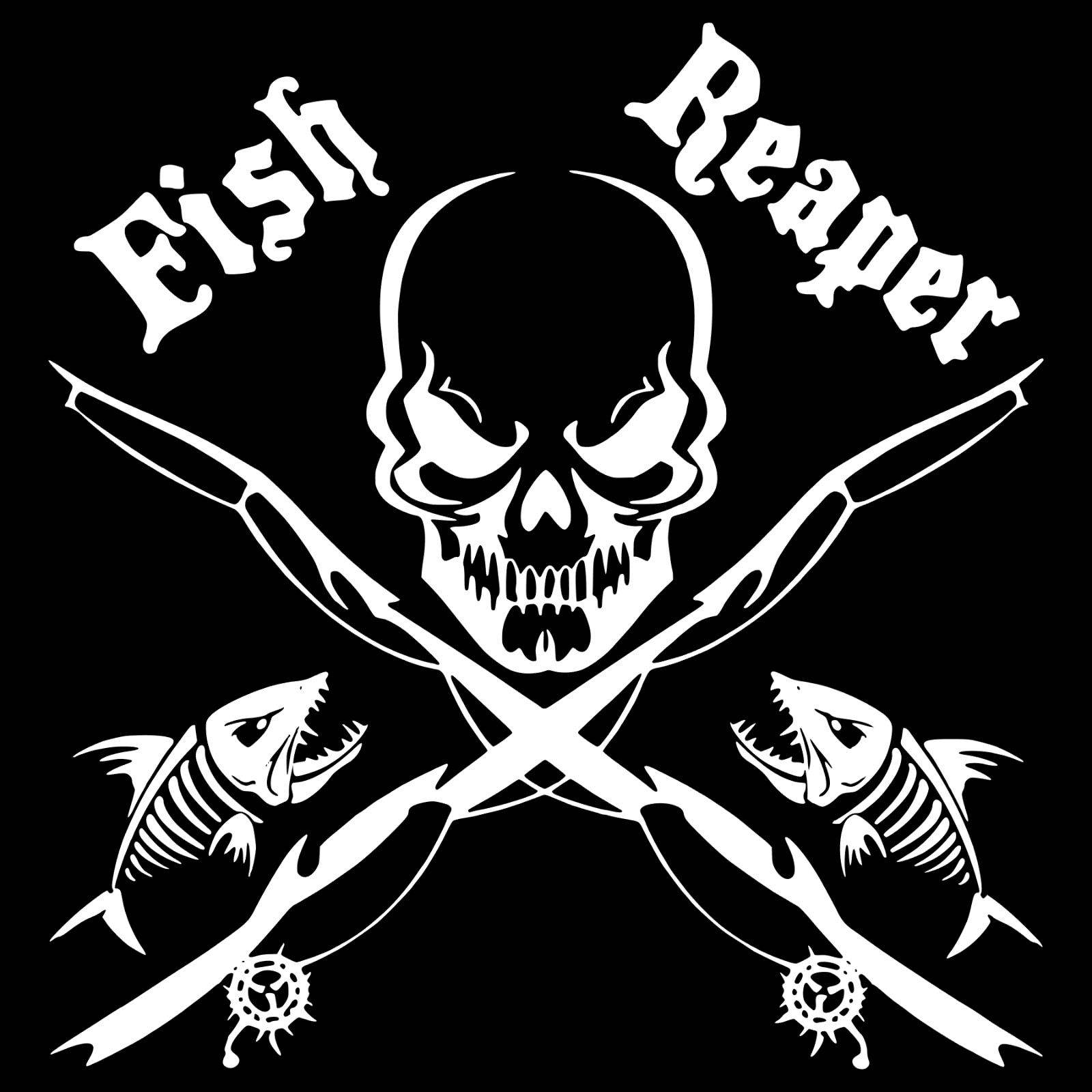 Fish Reaper Skull Fishing Decal Car Tumbler Boat Laptop Stickers 22 ...