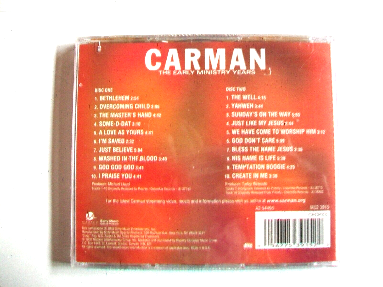 The Early Ministry Years by Carman (CD, May-2002, 2 Discs, Madacy ...