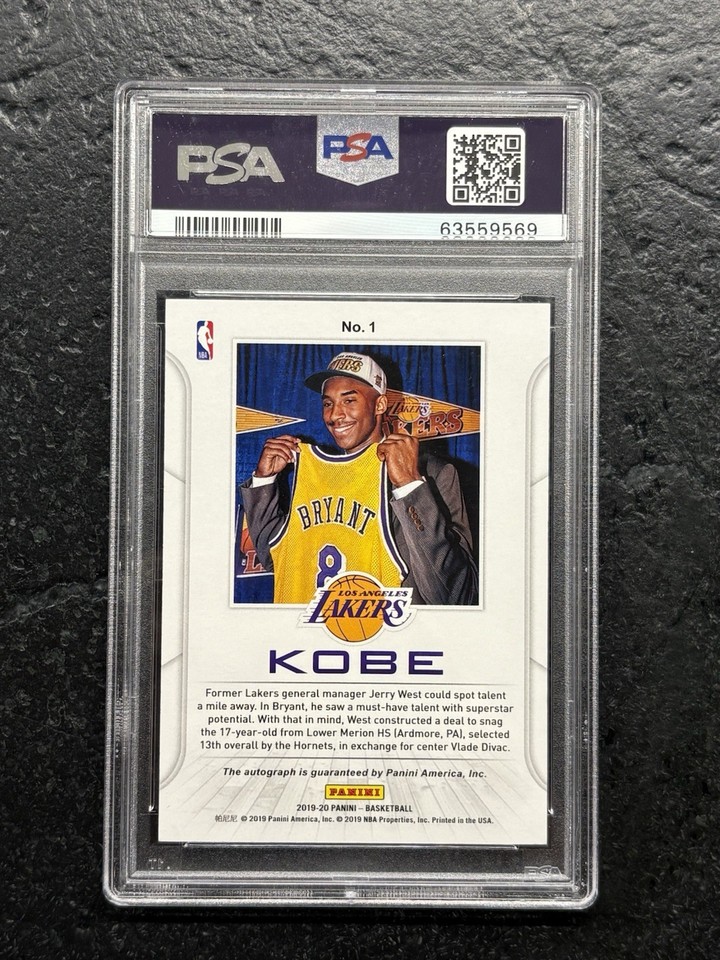 2019-20 Panini Contenders Kobe Bryant #1 PSA 10 Auto 10 POP 1 RARE ...